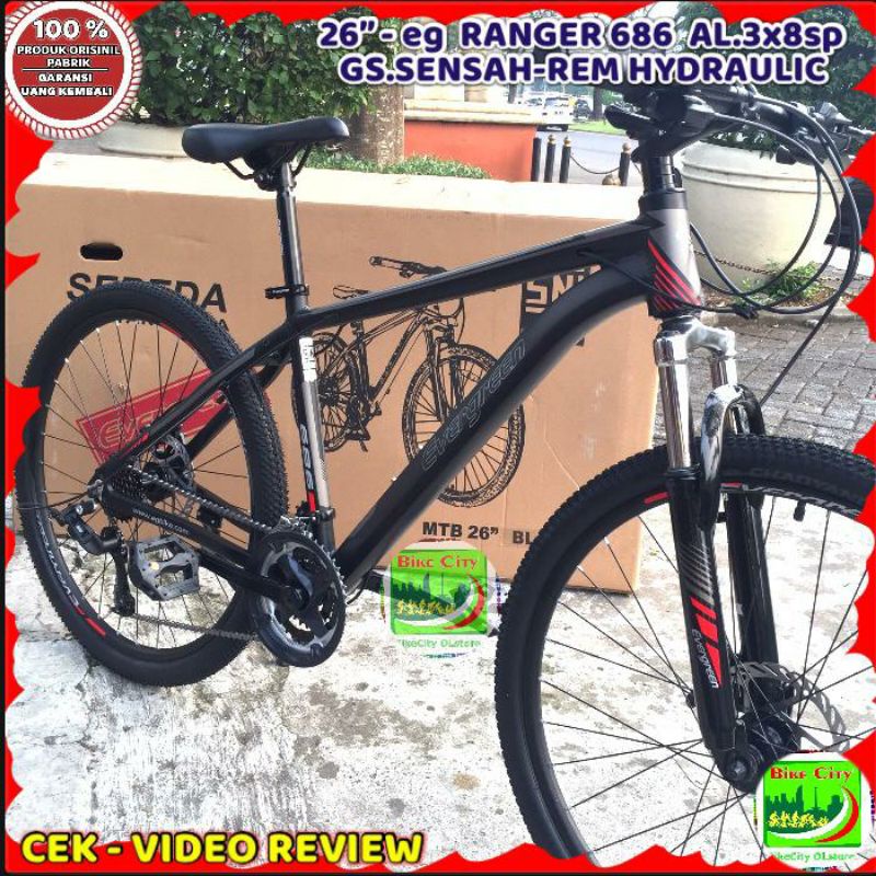 Jual sepeda gunung mtb 26 inch evergreen ranger 686 ALLOY.3x8spSensah ...