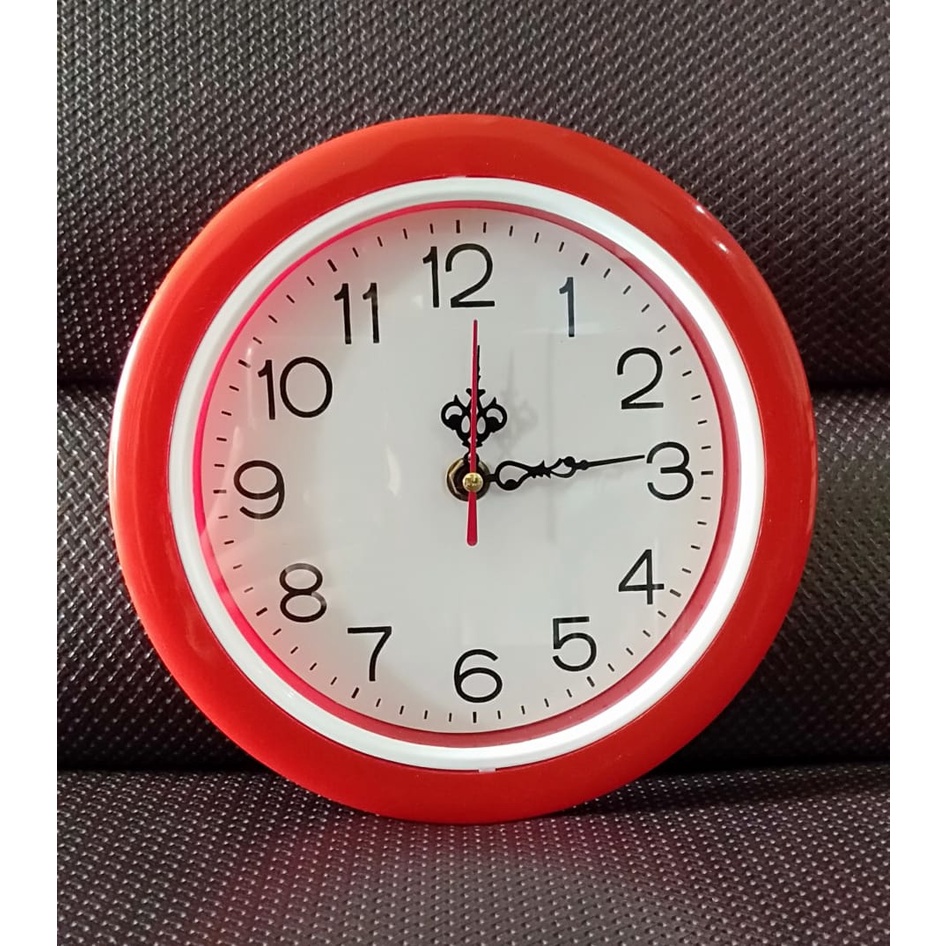 Jual Jam dinding body merah polos angka kecil diameter 21cm (bisa ...