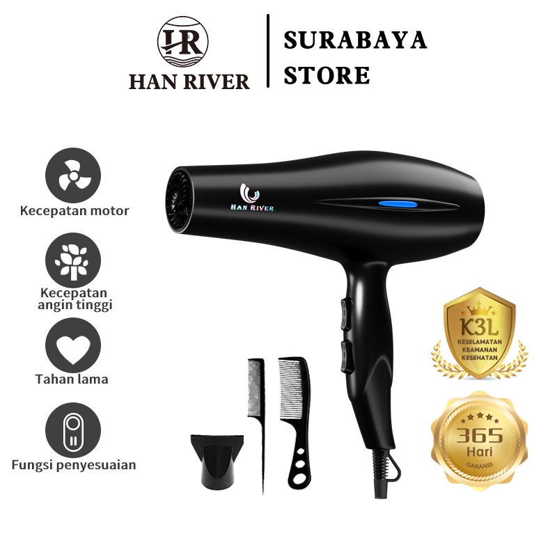 Jual HAN RIVER Surabaya Hair dryer HRHD01BK 800W Cold hot wind ...