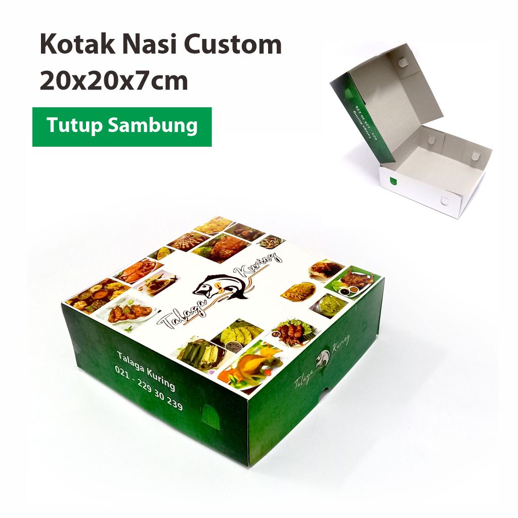 Jual Kotak Nasi Custom 20x20x7cm Tutup Sambung / Dus Nasi / Box Nasi / Kemasan /Lunch Box ...
