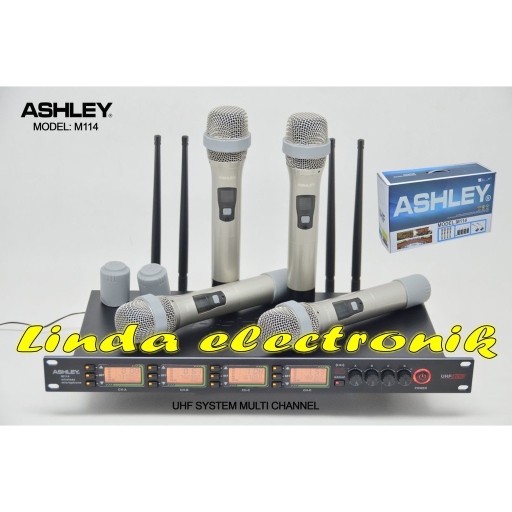 Jual Mic PROFESIONAL Wireless ASHLEY M114 MULTI CHANNEL | Shopee Indonesia