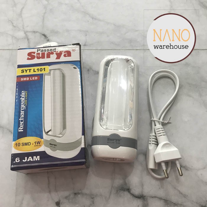 Jual Lampu Cas Emergency + Senter Rechargeable Surya SYT L-101 SMD LED ...