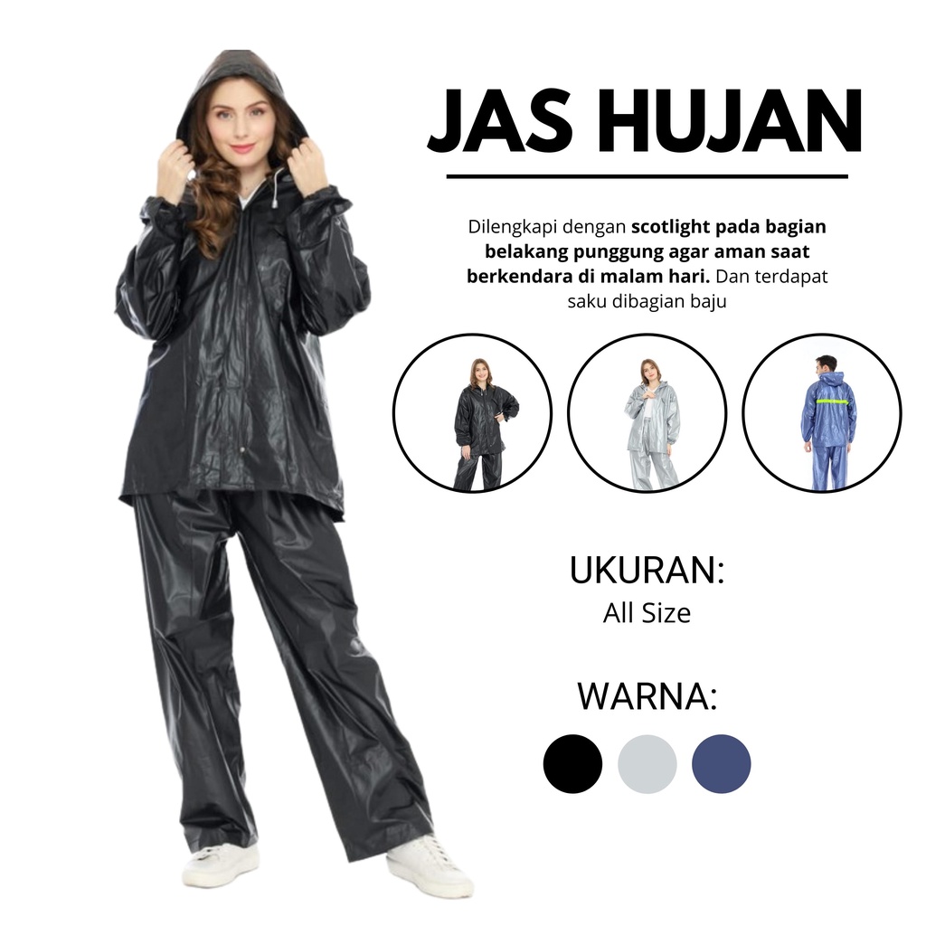 Jual JAS HUJAN SETELAN PRIA/WANITA DEWASA TEBAL ANTI SOBEK | Shopee Indonesia