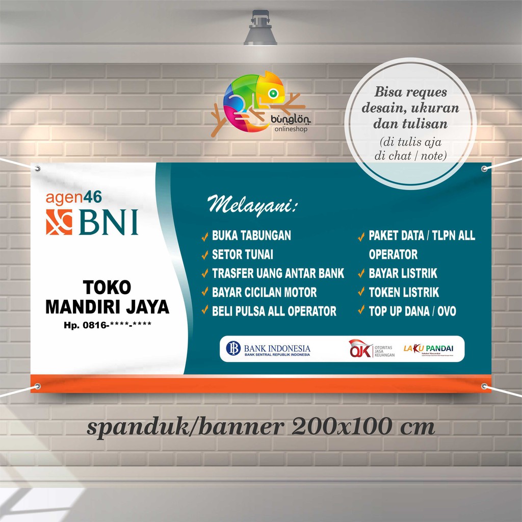 Jual Spanduk, Banner Agen BNI 46 Ukuran Sedang Indonesia|Shopee Indonesia