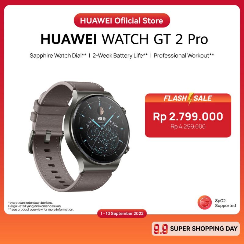 Jual HUAWEI WATCH GT 2 PRO 46MM SmartWatch Pria | SpO2 Monitoring ...