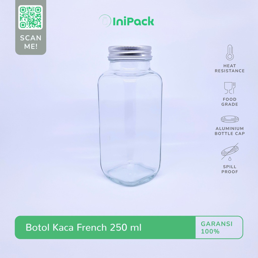 Botol Kaca Kotak 250 ML / Botol French 250 ML - Botol Kopi Minuman | Shopee Indonesia