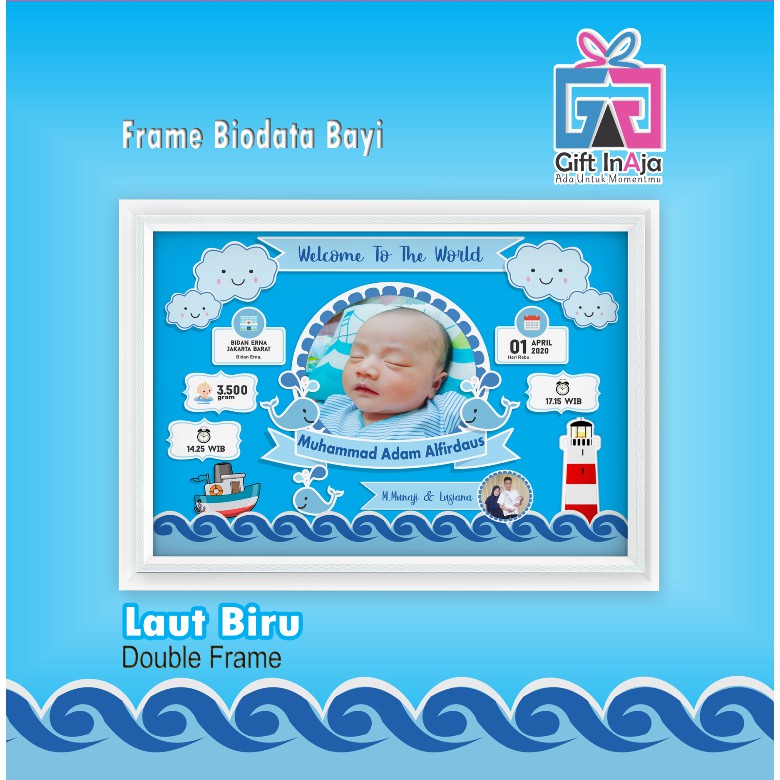 Jual Biodata Bayi Tema Laut 3D (Double Frame) | Shopee Indonesia