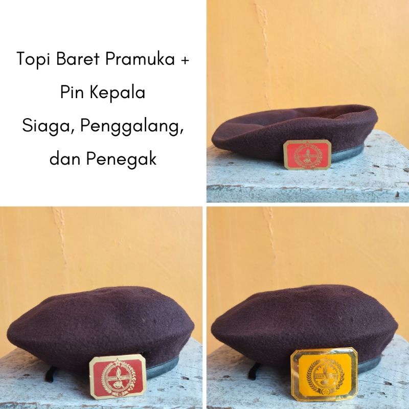 Jual Topi Baret Pramuka Kualitas Oke Lengkap Dengan Pin Topi atau Tatop ...