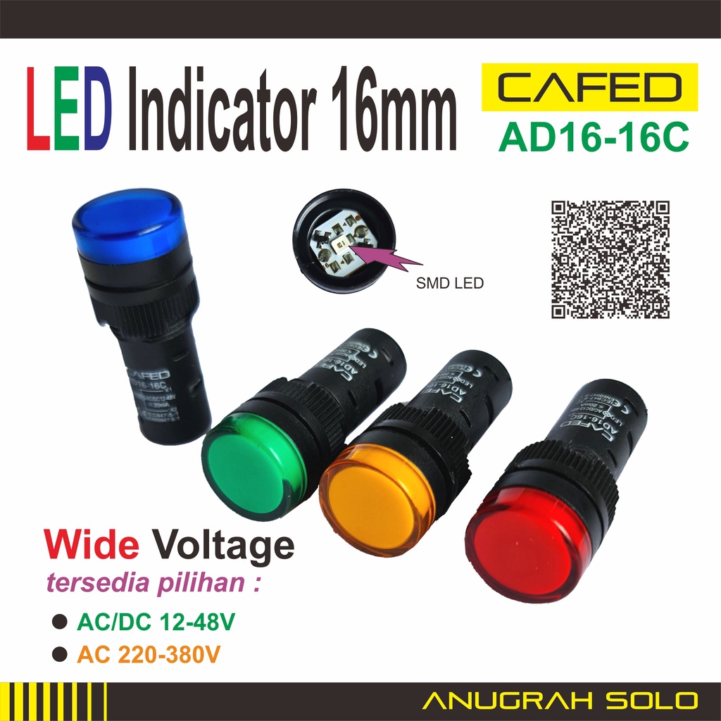 Jual LED Pilot Lamp Lampu Indikator AC DC 16mm CAFED Indonesia|Shopee ...