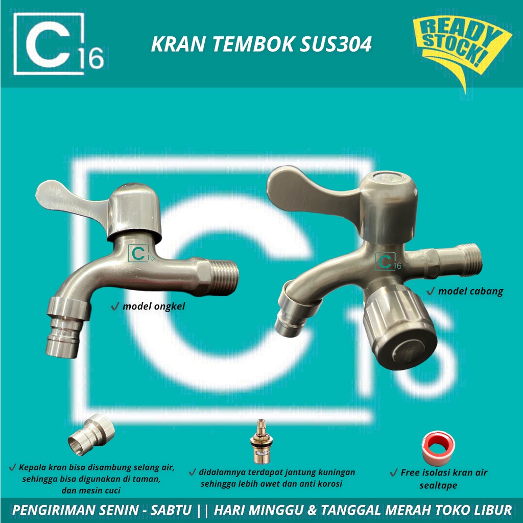 Jual Kran Engkol Stainless SUS 304 1/2 Inch I Keran Air Taman I Kran ...