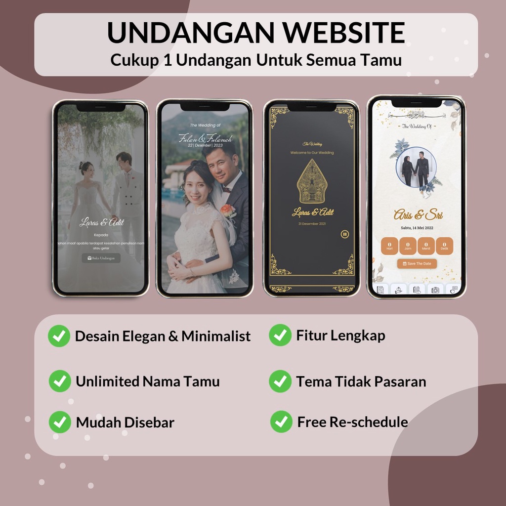 Jual Undangan Digital Pernikahan Website | Undangan Minimalist & Elegan ...