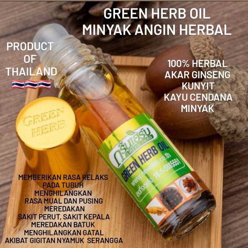 Jual MINYAK ANGIN HERBAL ORIGINAL THAILAND GREEN HERB OIL GINGSENG ...