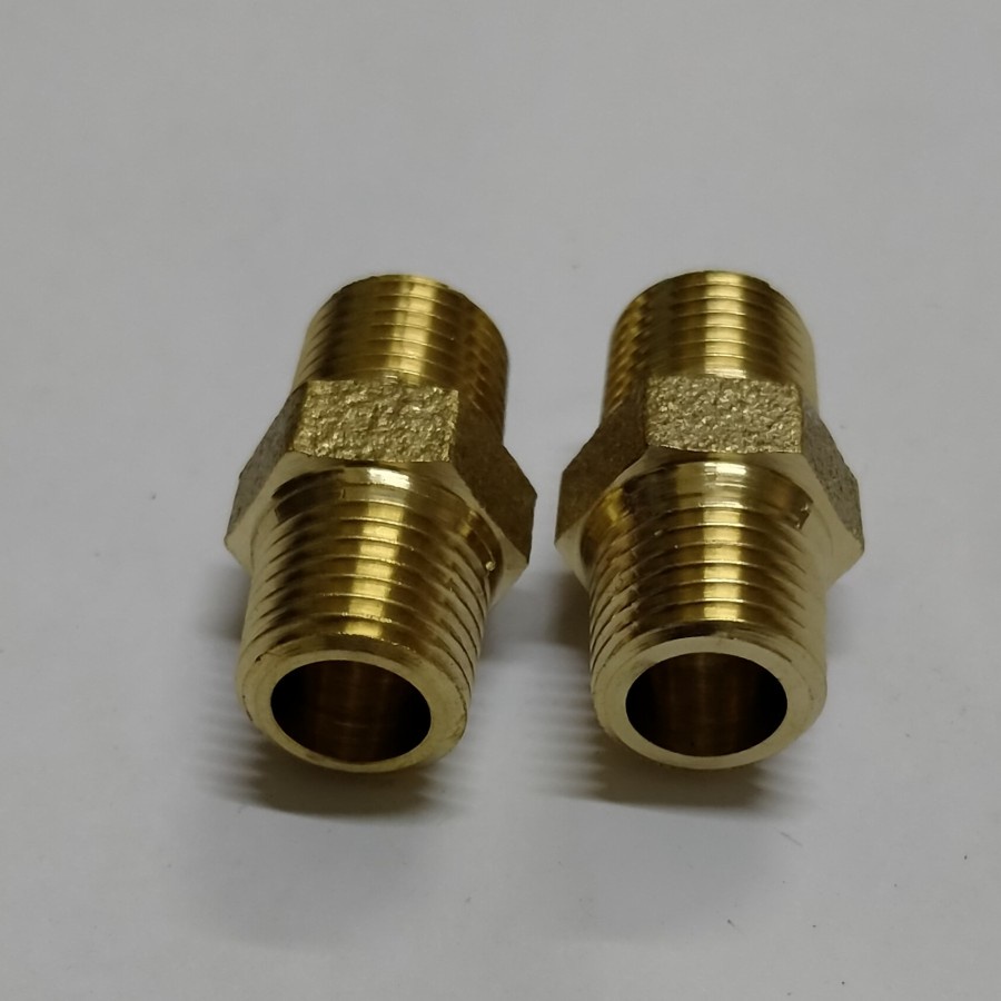 Jual Double Nepel Neple Kuningan 1/4" conektor Sambungan Double Nipple Brass 1/4 inch | Shopee ...