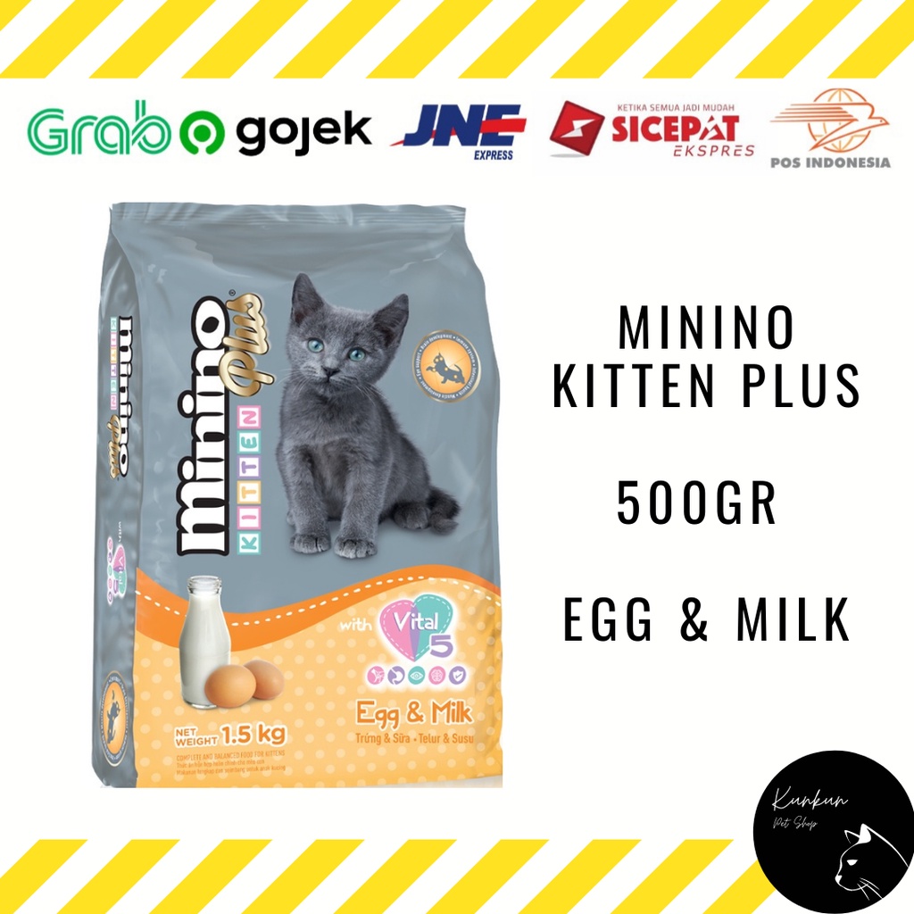 Jual MININO KITTEN PLUS 500GR - EGG & MILK (DRY CAT FOOD) | Shopee ...