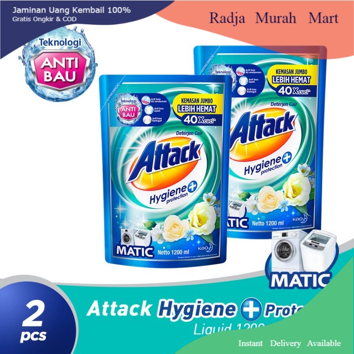 Jual Attack Hygiene Plus Protection Liquid 1200 ML Twinpack | Shopee ...