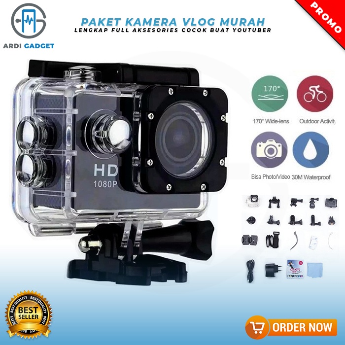 Jual PAKET KAMERA VLOG MURAH LENGKAP ACTION CAM CAMERA SPORT KOGAN FULL ...