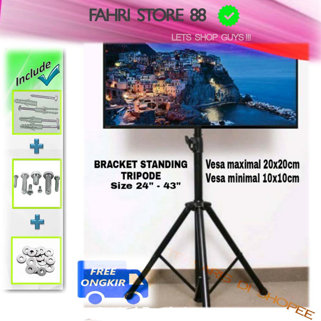 Jual PROMO !!! STAND TV LED kaki bracket TV 19-32" Portable standing Tripod tiang TV BRACKET ...