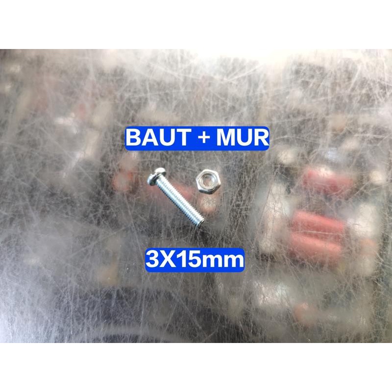 Jual Baut Sekrup Mur 3x15mm Silver Lubang (+) | Shopee Indonesia