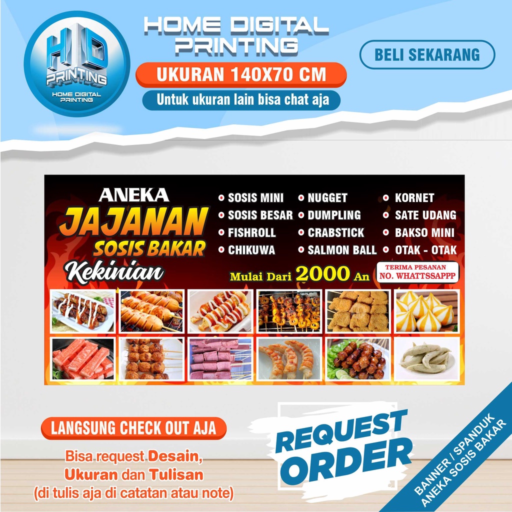 Jual Spanduk Banner Backdrop Spanduk Bakso Bakar Dan Goreng Banner - Riset