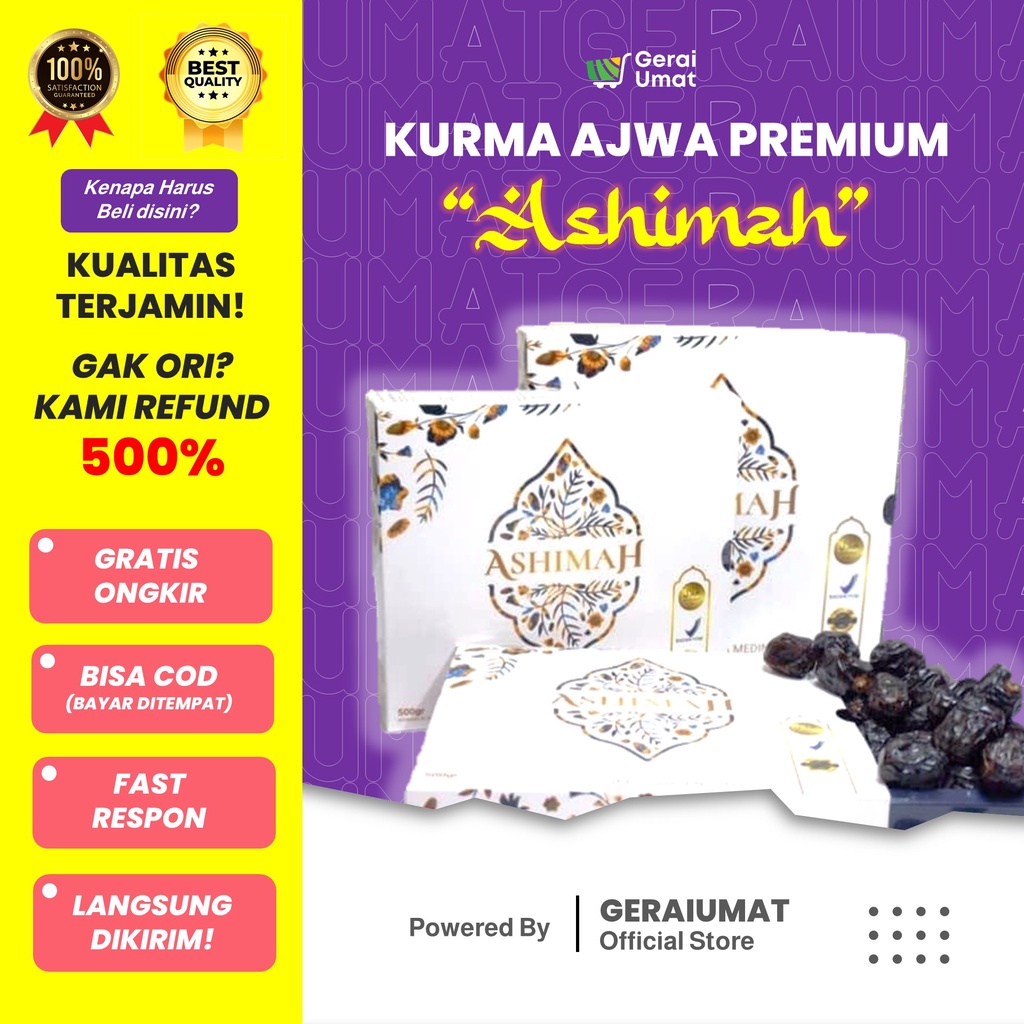 Jual Kurma Ajwa Premium ASHIMAH 1kg Qurma Ajwa Madinah Kurna Medina ...