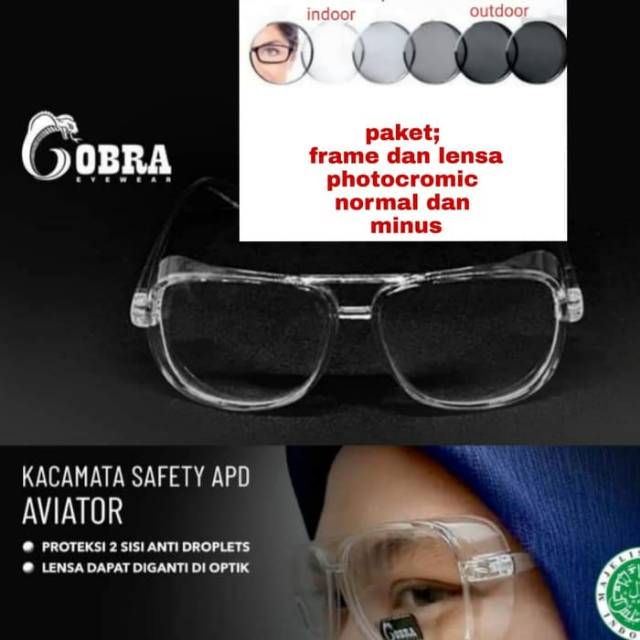 Jual kacamata safety APD/kacamata pelindung /lensa photocromic rubah ...
