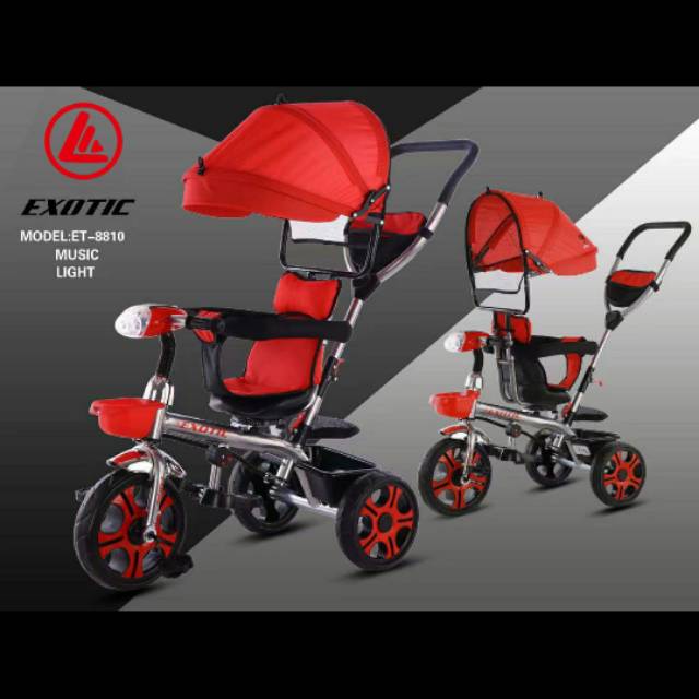 Jual Sepeda Stroller anak roda tiga Exotic ET-8810 lampu dan musik ...