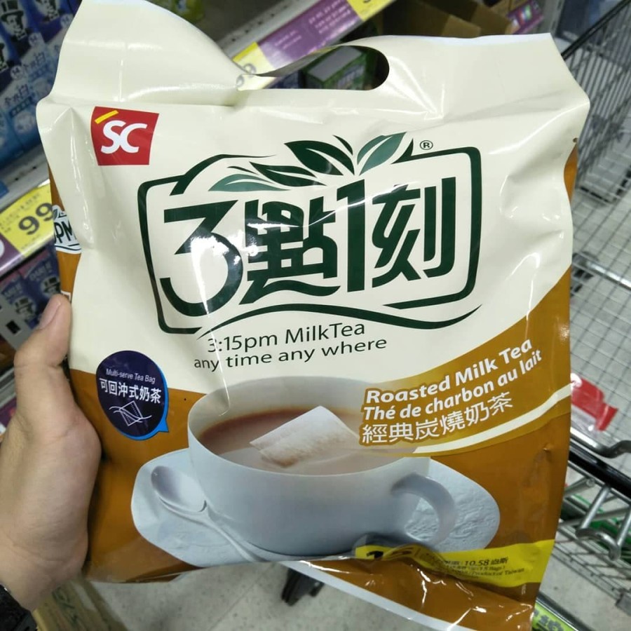 Jual 3.15pm milk tea taiwan import teh susu manis roasted green tea ...