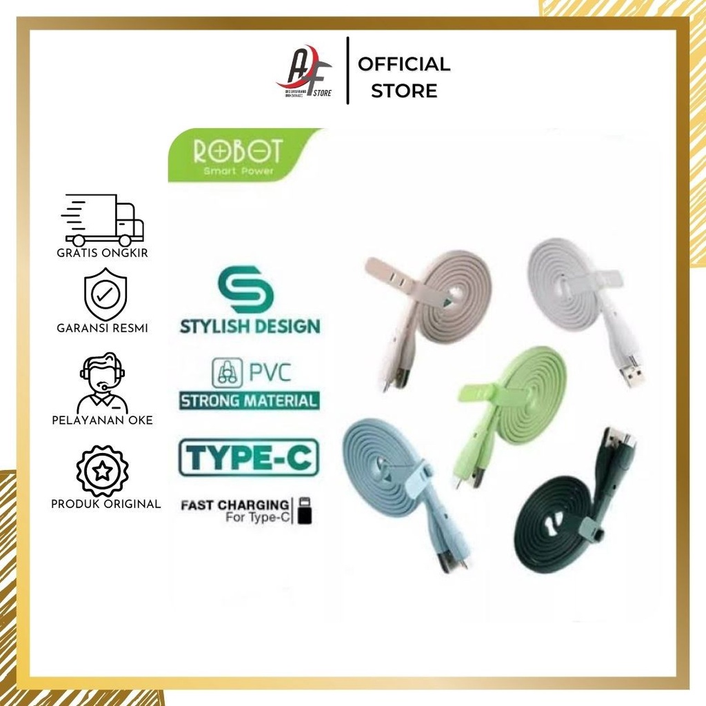 Jual Kabel Data Kabel Charger Robot RGC100 TYPE C 2,4A 100CM | Shopee ...