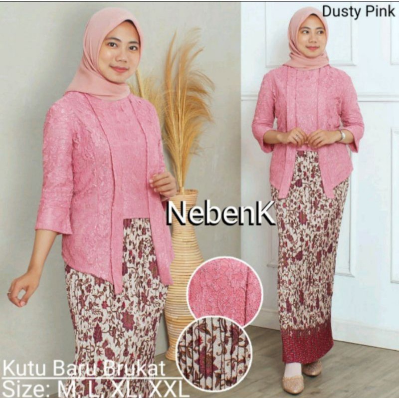 Jual kebaya kutu baru modern pendek setelan brukat modern kebaya ...