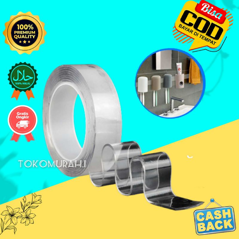 Jual Double Tape Perekat Benda Barang Kuat Adhesive No Trace Washable ...