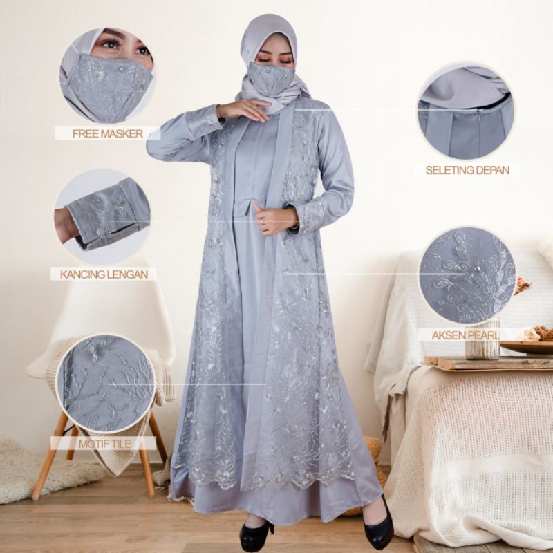 Jual Gamis Muslim Tile Rompi Sleting Depan (Busui) | Shopee Indonesia
