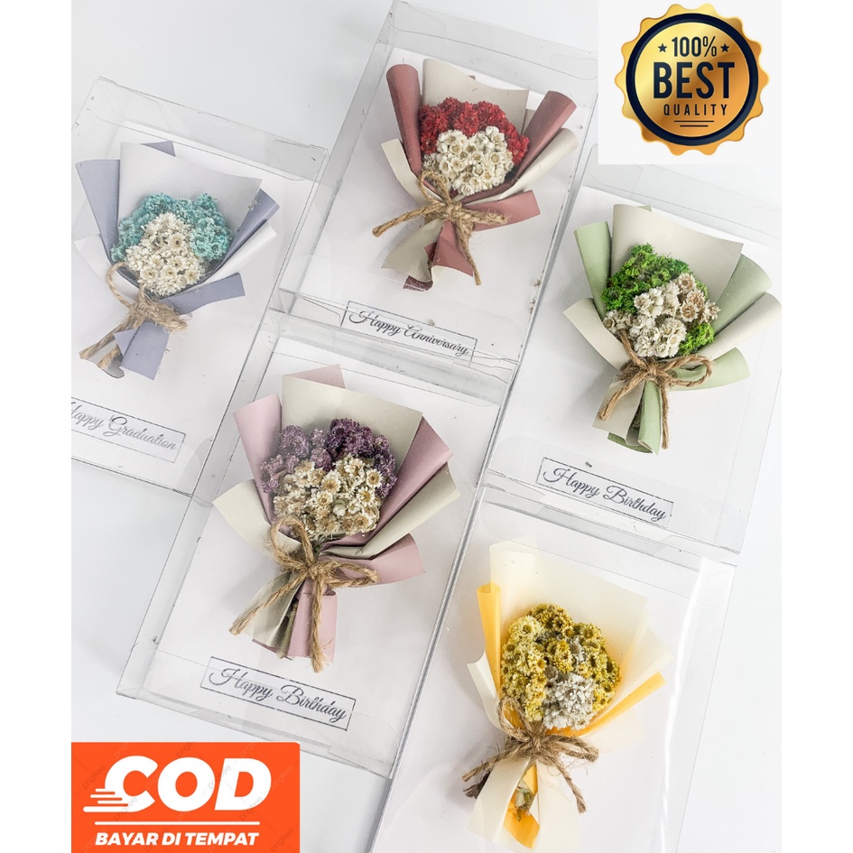 Jual Kartu ucapan greeting card ulang tahun mini dried flower souvenir ...