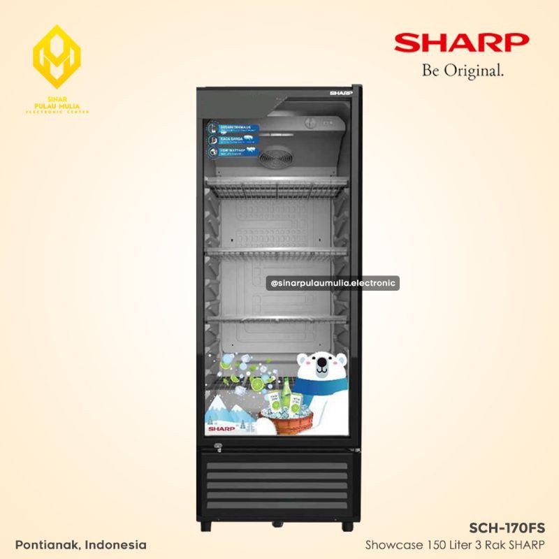 Jual Sharp Showcase 150 Liter 3 Rak [Double Glass Door] - SCH-170FS ...