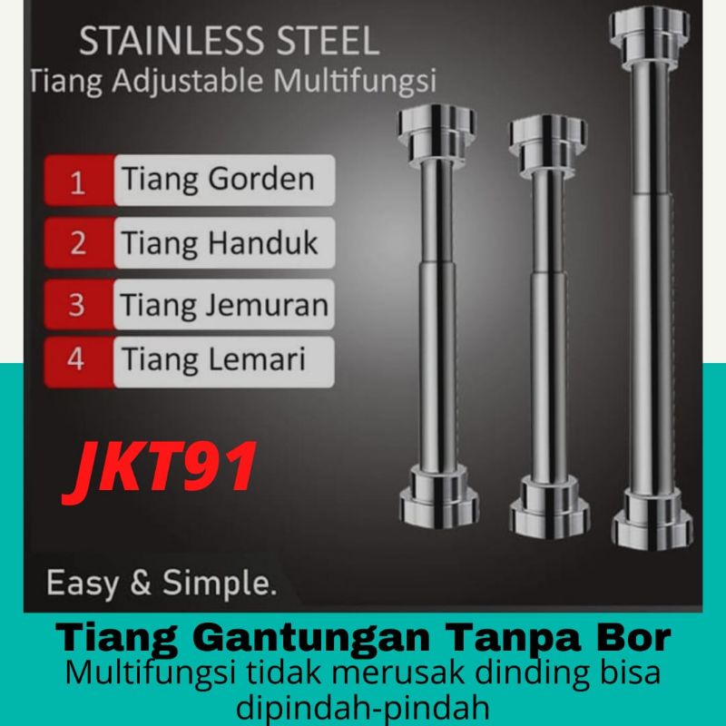 Jual Gantungan Tiang Gorden Horden Jemuran Lemari Multifungsi Stainless ...