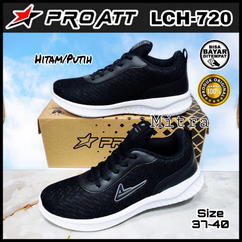 Jual Sepatu Sneakers Wanita Cewek Sekolah Kerja Black White PRO ATT LCS ...