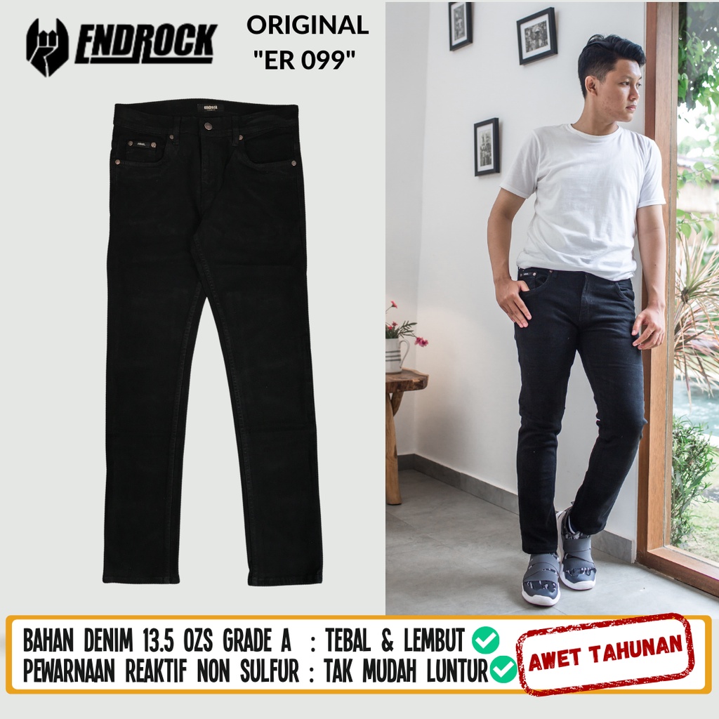 Jual Original jeans endrock 099 | Celana jeans hitam pria awet tahunan ...