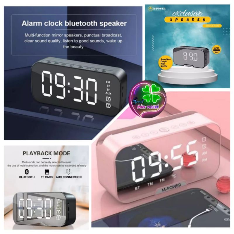 Jual Speaker Bluetooth Jam Alarm Cermin Led HD With FM Radio/Tf Memory ...