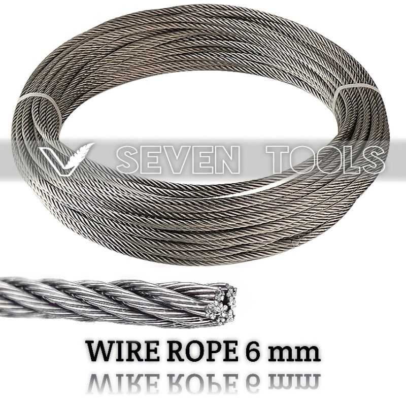 Jual kawat sling baja 6 mm Wire rope tali sling baja 6 mm kawat sling baja winch electrick ...