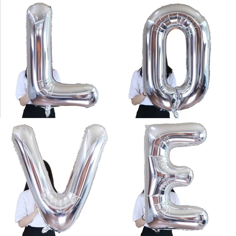 Jual Balon Foil Huruf Silver Jumbo 100 cm / Balon Huruf | Shopee Indonesia