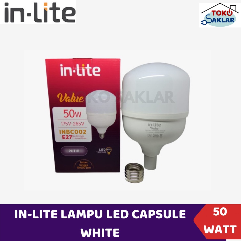 Jual Lampu LED InLite 50 Watt Bohlam Kapsul - Putih Indonesia|Shopee ...