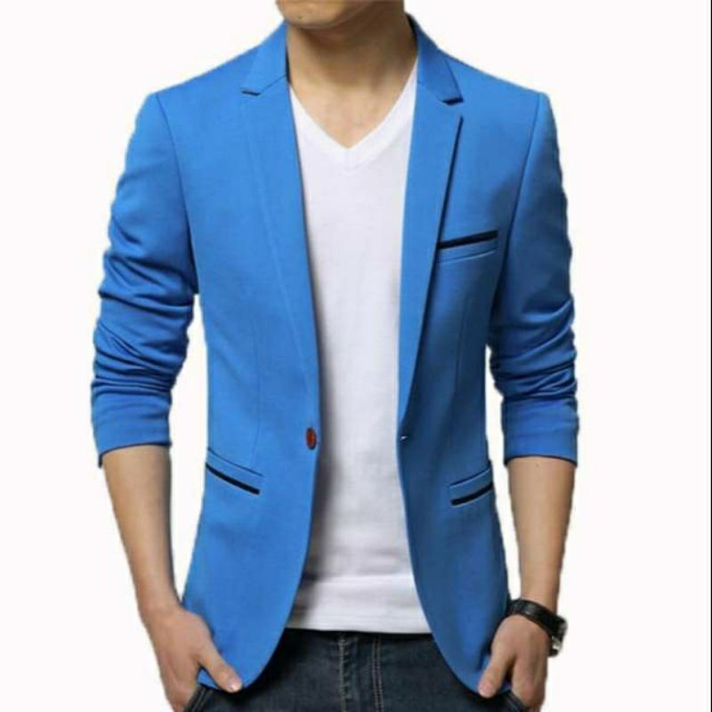 Jual Jas pria biru muda / Jas termurah / jas biru / Blazer biru ...