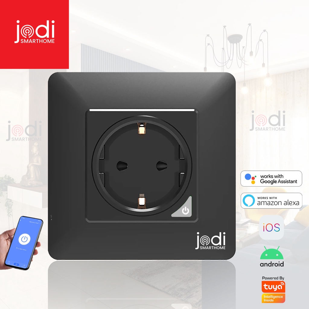 Jual JODI Smart Wall Socket Wifi EU Black PC For Alexa Google SIRI ...