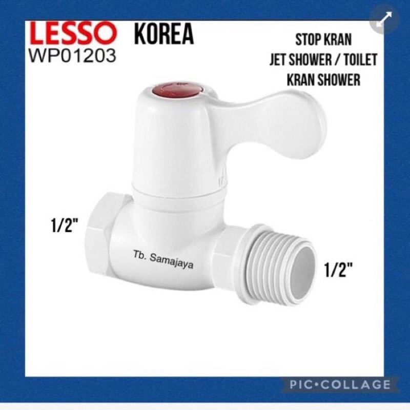 Jual STOP KRAN LESSO PVC KOREA . Drat luar 1/2" x drat dalam 1/2 ...