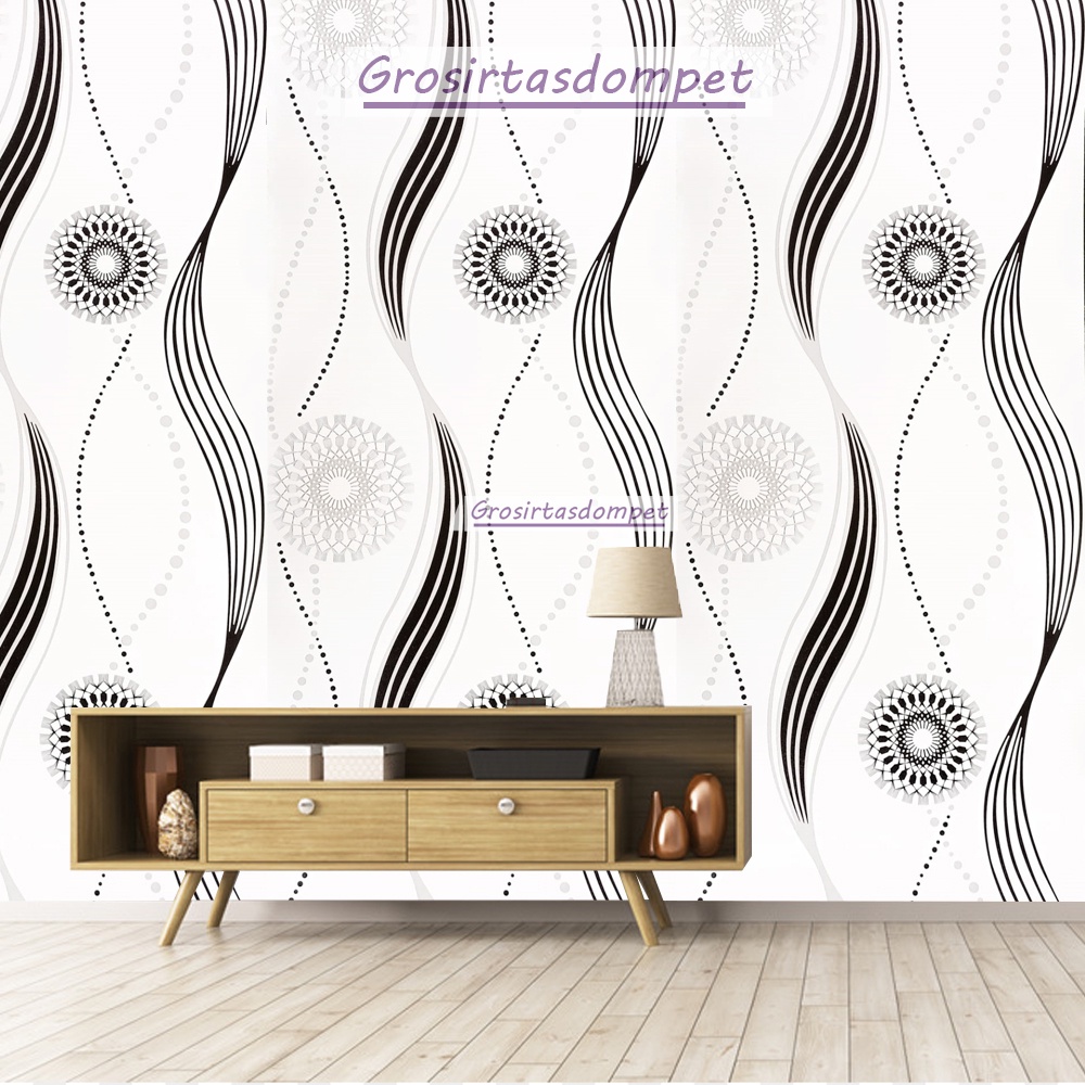 Jual Wallpaper Sticker Putih Hitam CAKRA Stiker Dinding Rumah Ruang ...