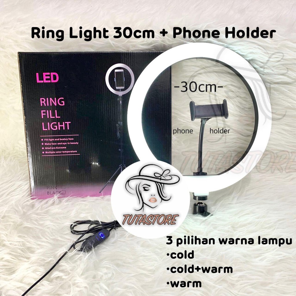 Jual RINGLIGHT LED 30CM LAMPU MAKE UP VLOG LAMPU RINGLIGHT TRIPOD MULTI TIKTOK LIVE | Shopee ...