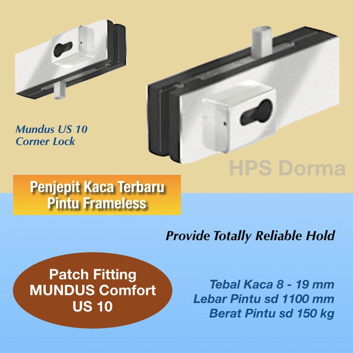 Jual Patch Fitting US 10 MUNDUS Comfort Dorma (Corner Lock) | Shopee ...