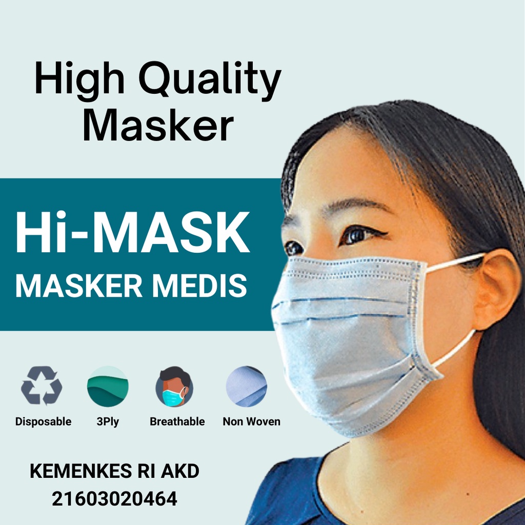 Jual MASKER MEDIS HI-MASK 3 PLY PREMIUM QUALITY ISI 50 PCS/ /HI-MASK ...
