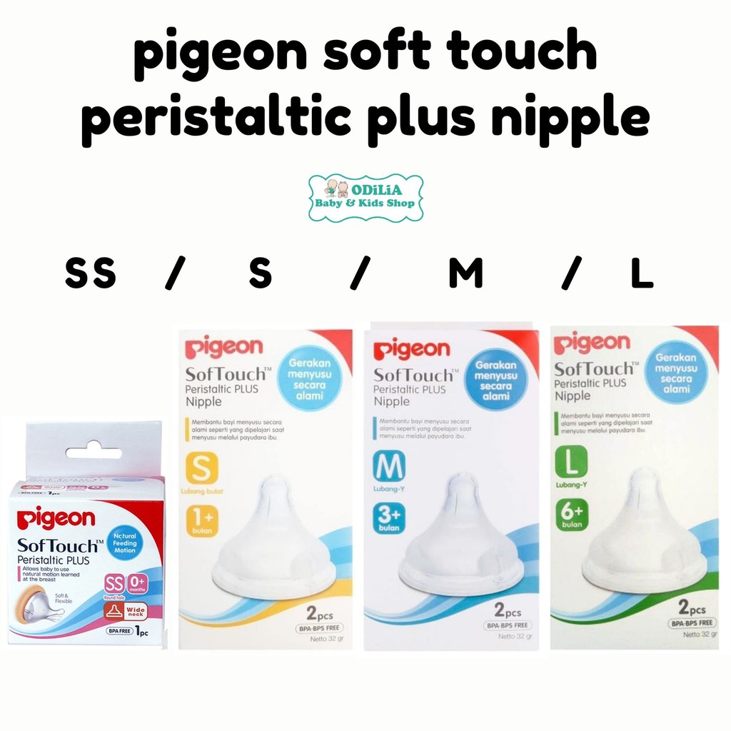 Jual Pigeon Dot Soft Touch Peristaltic Plus Nipple Size SS / S / M / L | Shopee Indonesia