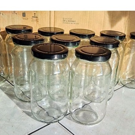 Jual TOPLES KACA 500ML POLOS Bulat, JAR KACA 500ML, Tutup Alumunium ...