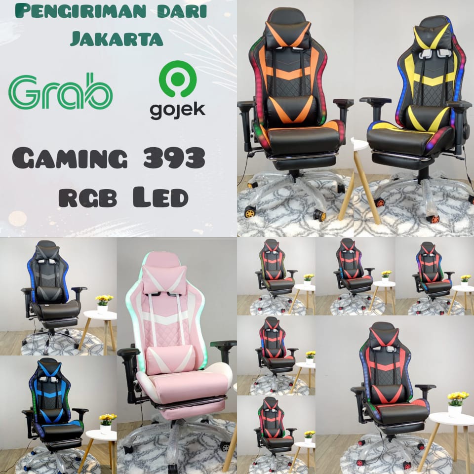 Jual Kursi Bangku Gaming Chair RGB LED Hidrolik Termurah | Shopee Indonesia
